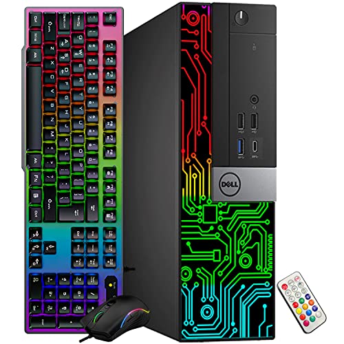 Dell Computer Desktop PC, Intel Core i3-6100 3.70 GHz, 16GB RAM, 256GB M.2 SSD (Fast Boot), 1TB HDD, AMD RX 550 4GB, RGB Gaming Keyboard Mouse, WiFi, Windows 10 Professional (Renewed)