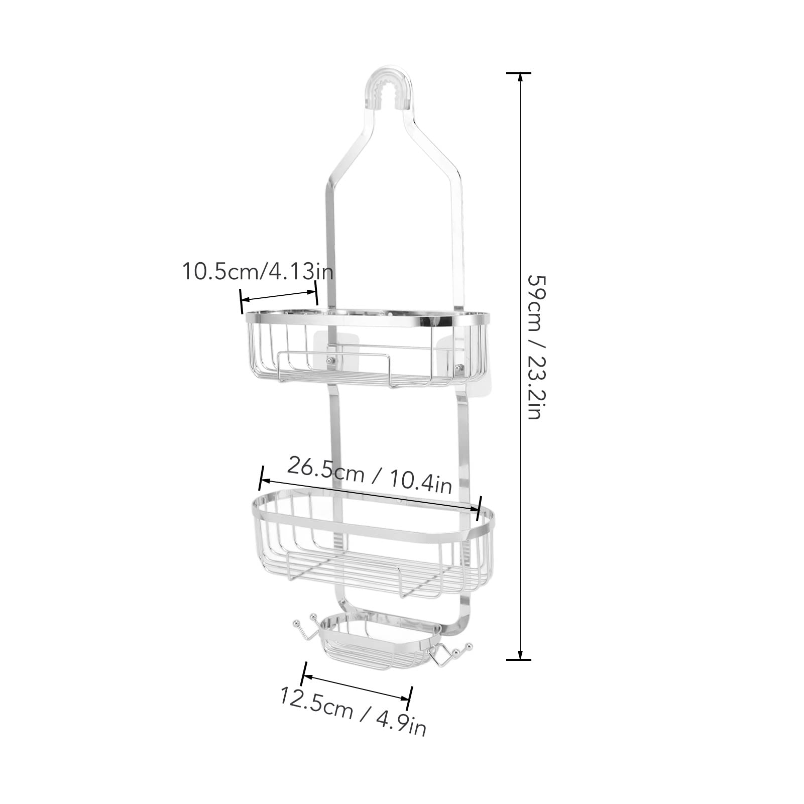 HUAOSN Shower Caddy, Metal Shower Shelf Wall Mounted Bathroom Shelves, 2 Layer Bathroom Wall Storage Basket, No Drilling, Bathroom Shelves Toilet Accessories(Plating)