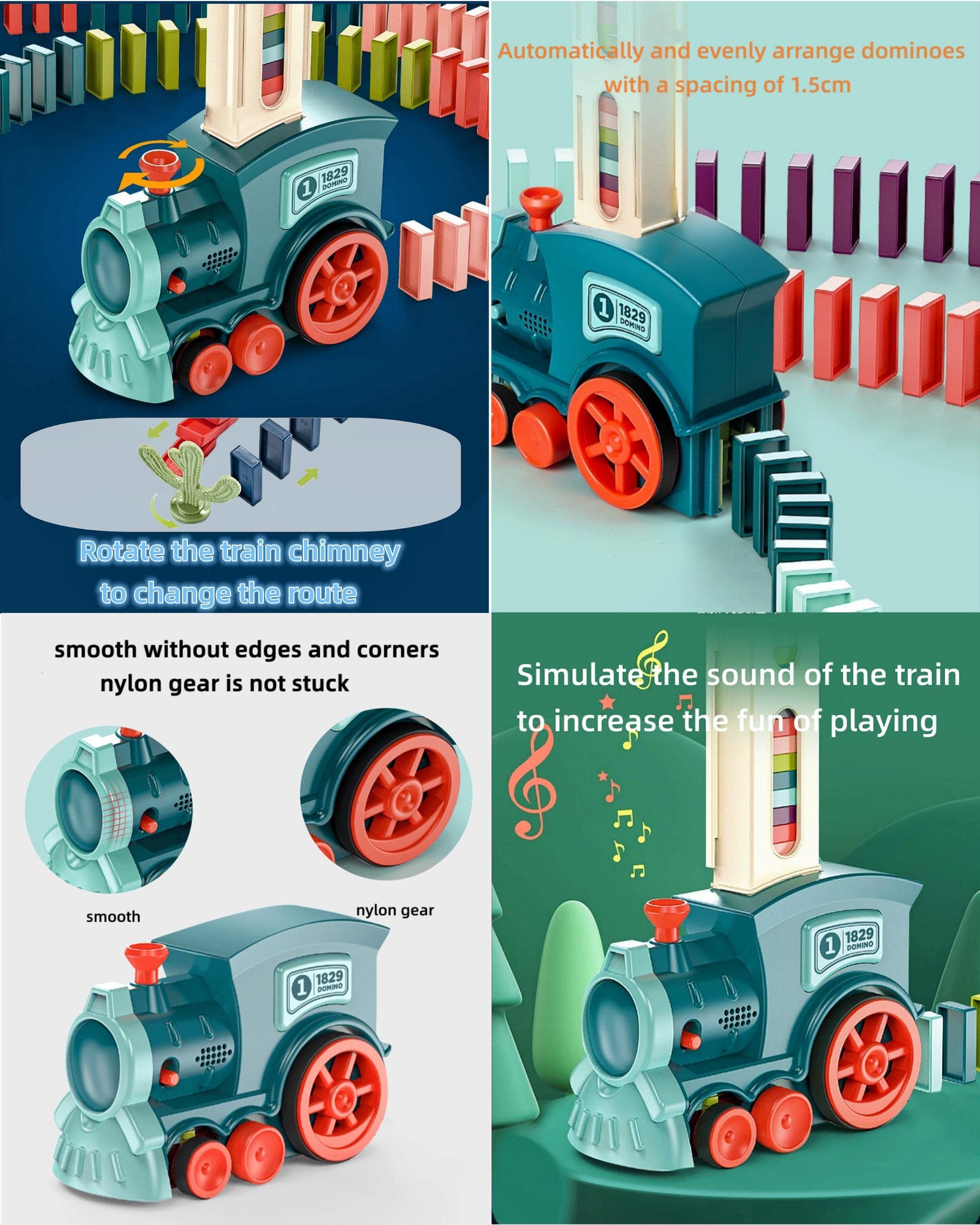 DAWUSU 200 PCS Automatic Domino Train Toy Set,Fun Domino Games for Kids,Domino Games for Boys and Girls Age 3-8