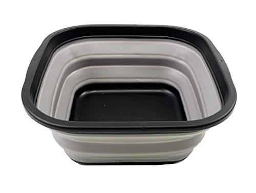 SAMMART 5.5L (1.4 Gallons) Collapsible Tub - Foldable Dish Tub - Portable Washing Basin - Space Saving Plastic Washtub (Black/Alloy Grey)