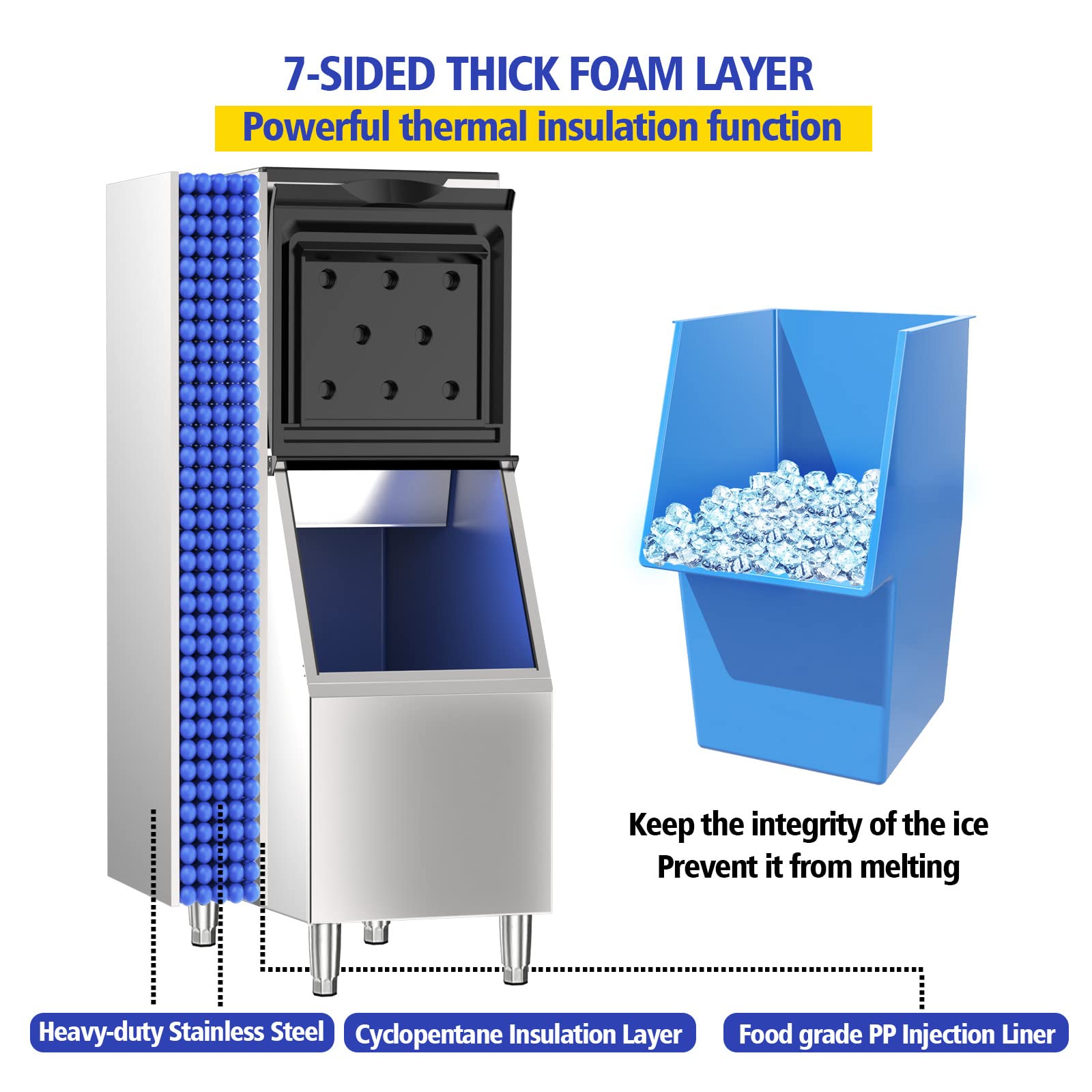 ICEMATE Commercial ice Maker Machine 400 LBS/24H Commercial Ice Machine with Storage 350 LBS Ice Maker Commercial with Drain Pump,Suitable for Restaurants, Bars, Coffee Shops, Large Families,etc