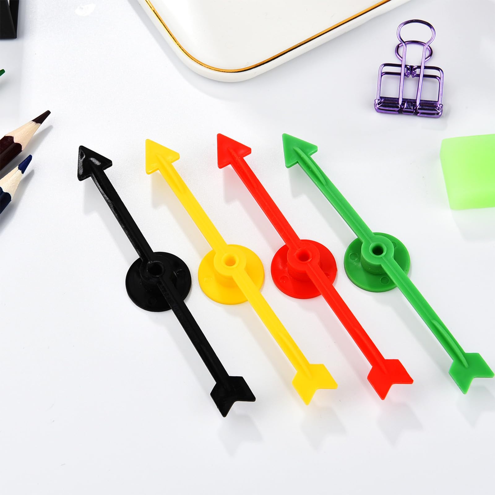Tatuo 40 Pieces 4 Inch Game Spinner Plastic Arrow Spinners Board Magnetic Arrow Toys for Party School Home Usingboard Spinner 4 Colors