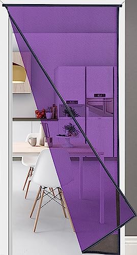 Screen Door Bug Screen for Doorway Mosquitero para puertas French Door Screen Pet Screen Door Temporary Screen Door Door net (Purple,W x L:100x210cm(39×82inch))