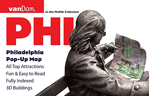 Philadelphia Pop-Up Map by VanDam â Laminated pocket size pop-up map of Central Philadelphia with all attractions, museums, sights, hotels & SEPTA Transit Map