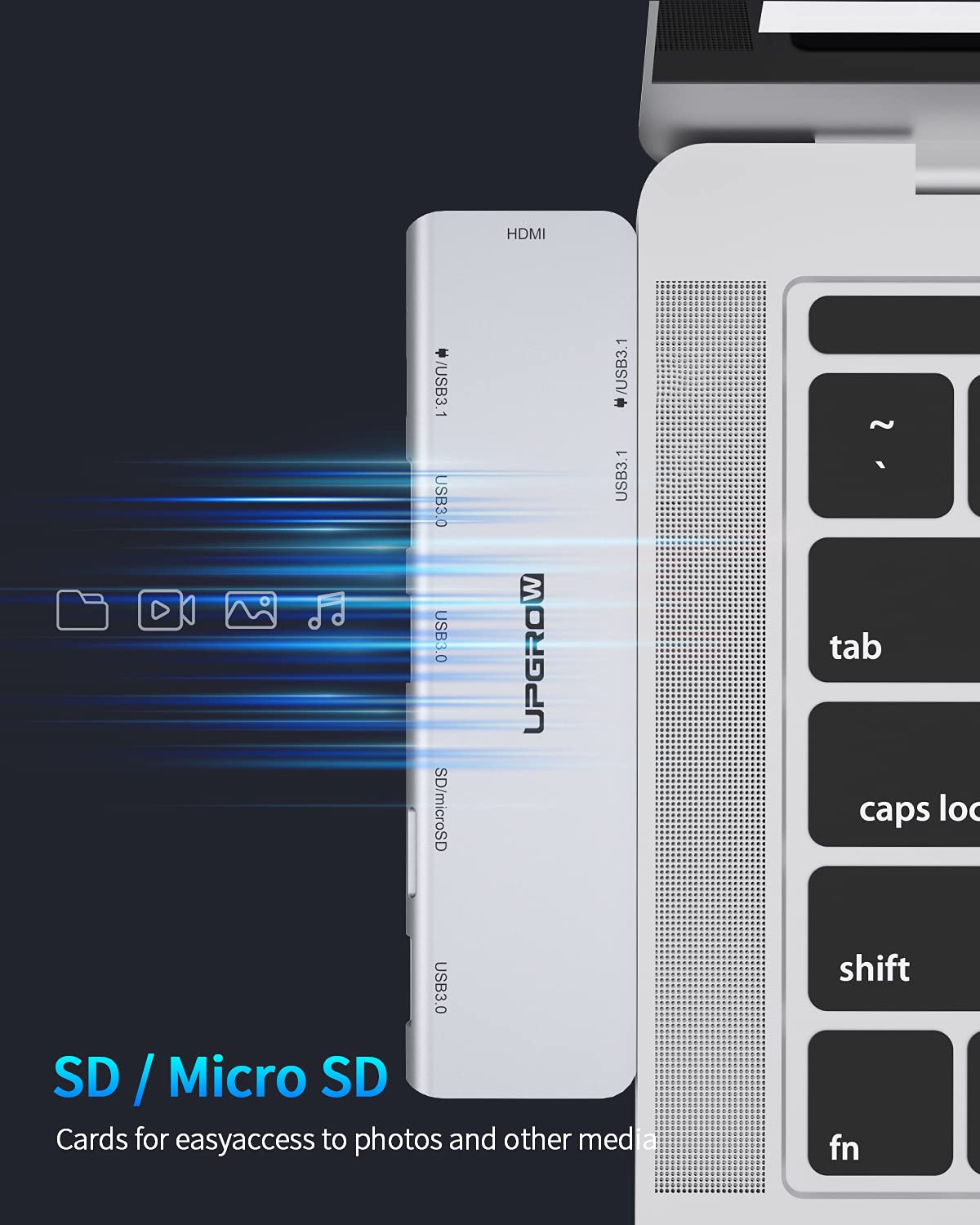 USB C Hub for MacBook, PowerExpand Direct 7-in-2 USB C Adapter Compatible with Thunderbolt 3 USB C Port, 100W Power Delivery, 4K HDMI, USB C and 2 USB A Data Ports, SD and microSD Card Reader