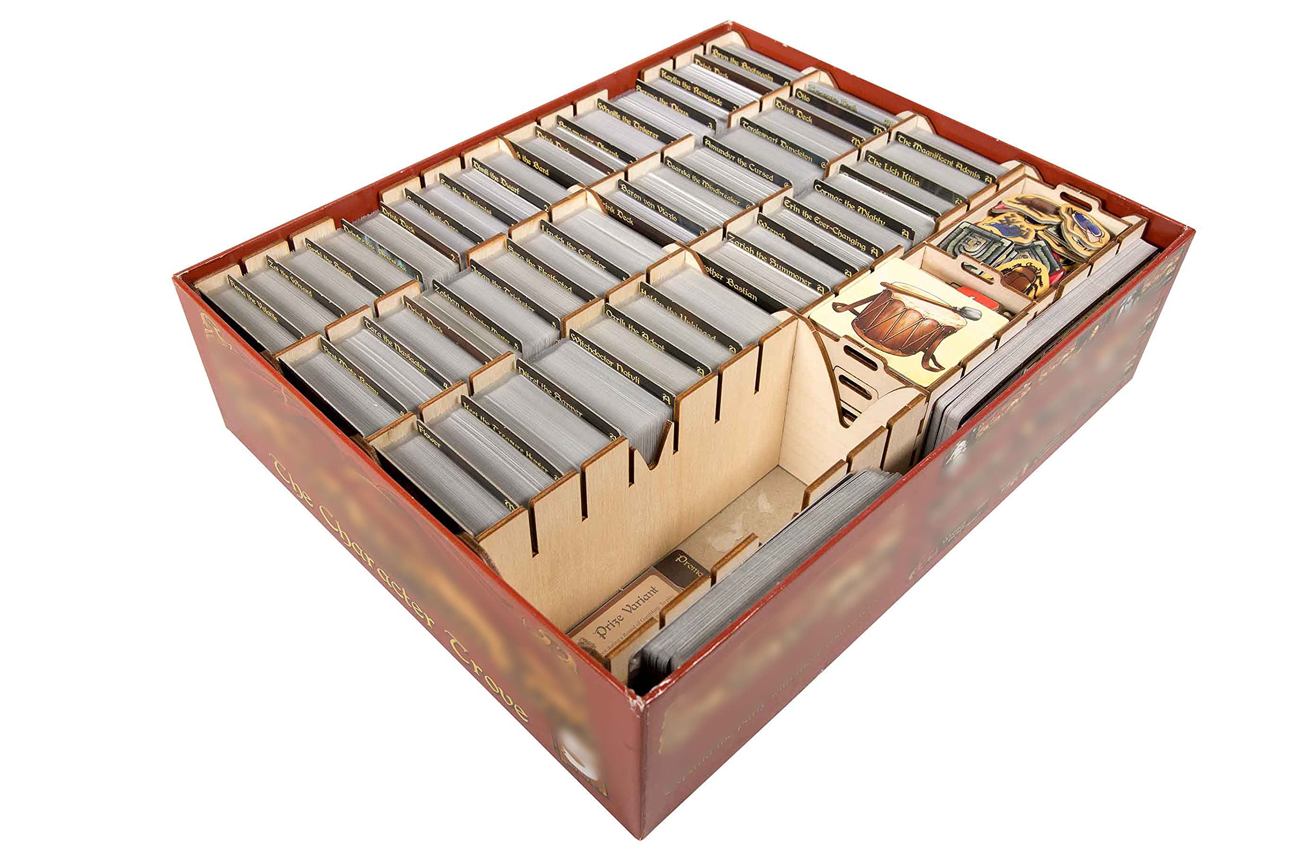 The Broken Token Game Organizer Compatible with Red Dragon Inn: The Character Trove - Wooden Game Organizing Box with Multiple Trays, Dividers and Rows