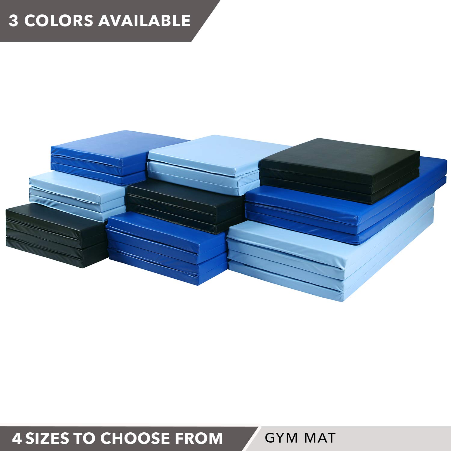 Day 1 Fitness Folding Gymnastics Gym Mat, Royal Blue, 4'x10'
