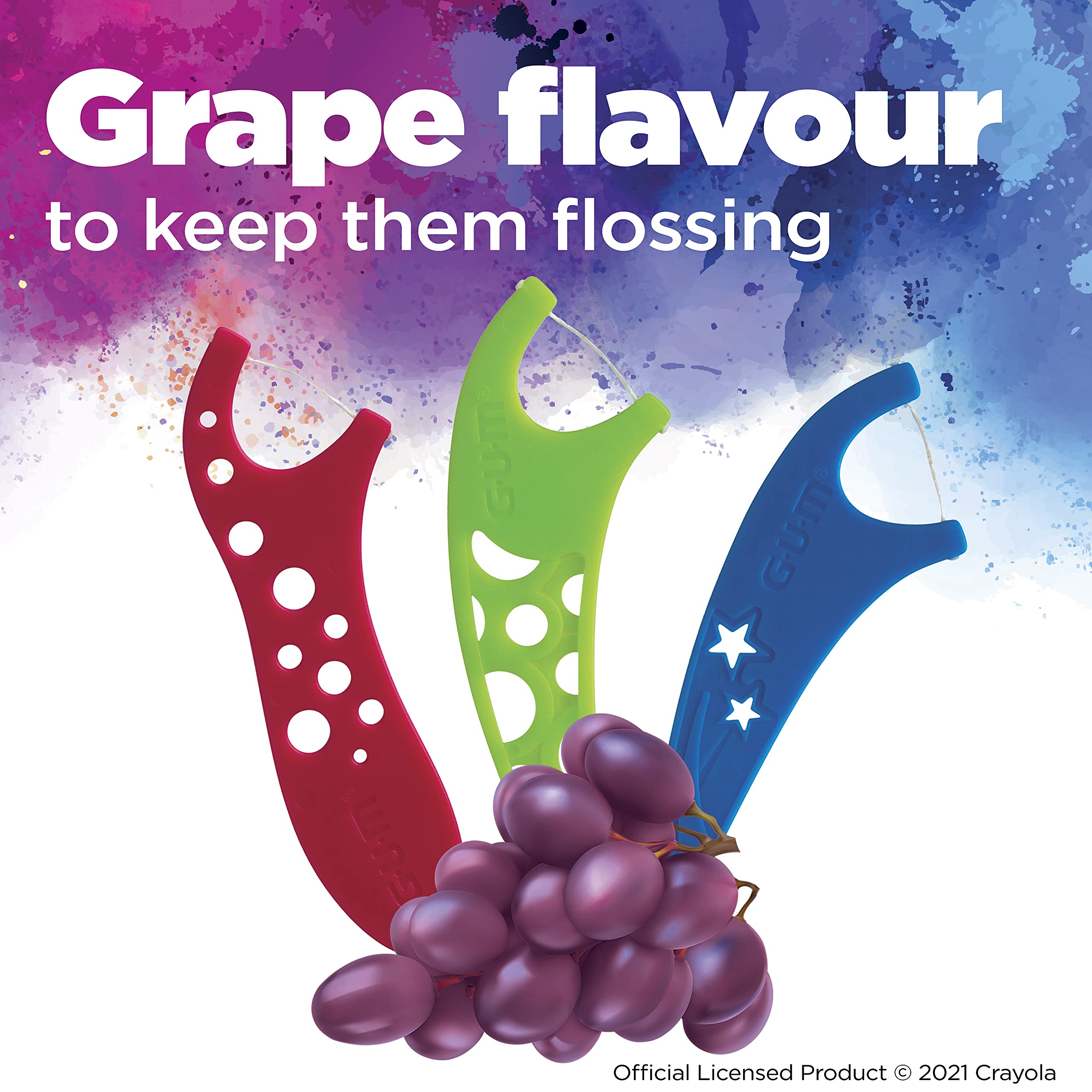 GUM - 70070942306514 Crayola Kids? Flossers, Grape, Fluoride Coated, Easy Grip Handle & Tom's of Maine ADA Approved Fluoride Children's Toothpaste, Natural Toothpaste, Dye Free, No Artificial