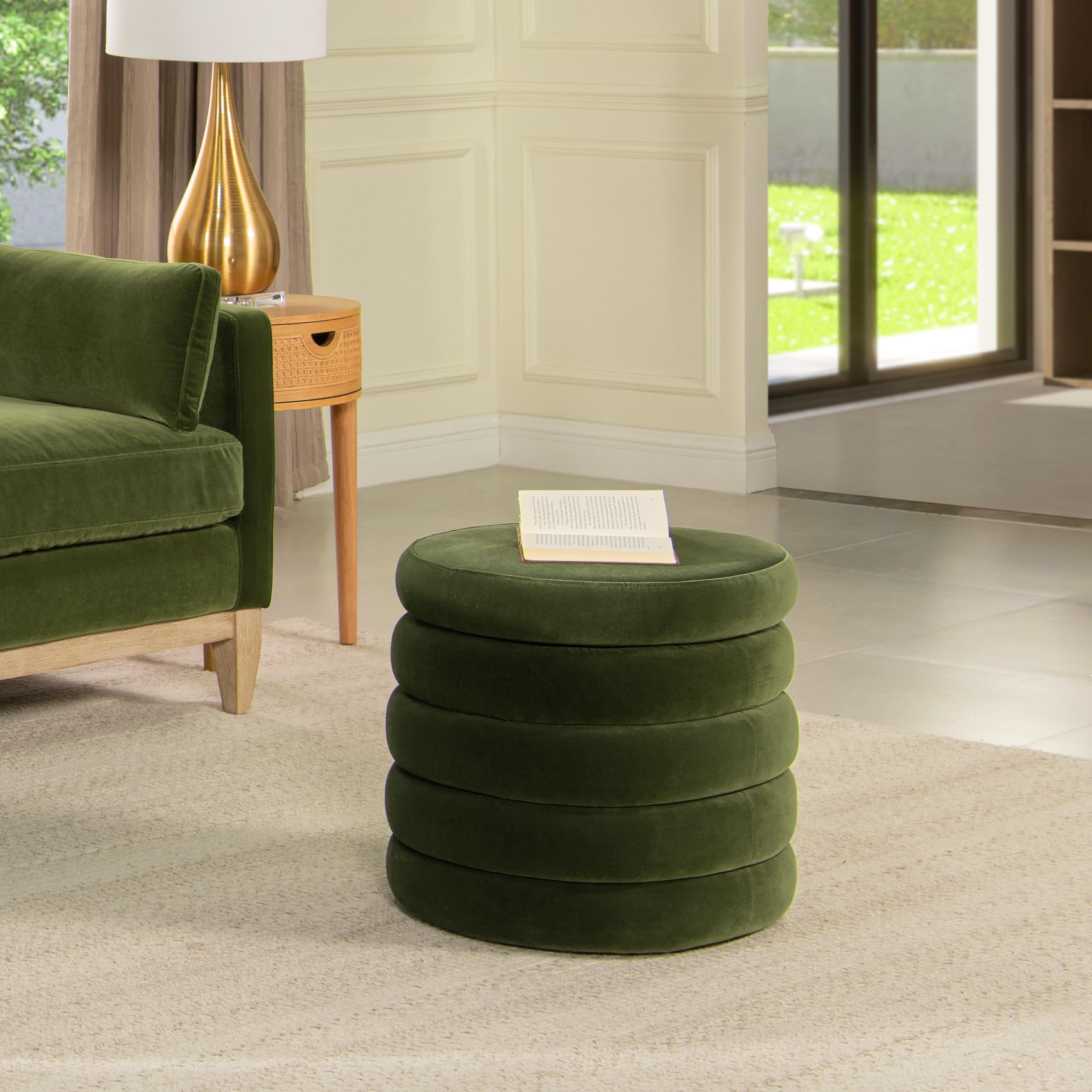 Jennifer Taylor Home Fuji 19" Upholstered Boucle Round Storage Ottoman