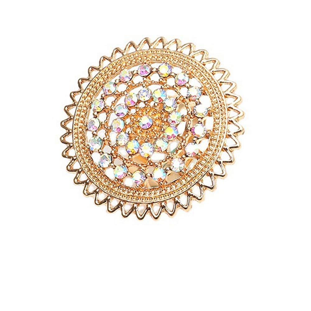 Dtja Vintage Big Round Statement Ring for Women Girls Boho Antique Mosaic Crystal CZ Expandable Open Wrap Finger Rings Adjustable Comfort Fit Indian Bollywood Style Exaggerated Jewelry (Lacy)