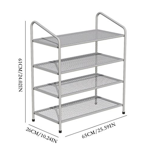 Shoe Rack Shoe Shelf Stackable Shoe Rack Shoe Rack Organizer 4 Tier / 5 Tier 12-14 Pairs, Metal Stackable Shoe Storage Wire Grid Shoe Shelf for Closet Entryway Bedroom Living Room Shoe Bench Stackabl