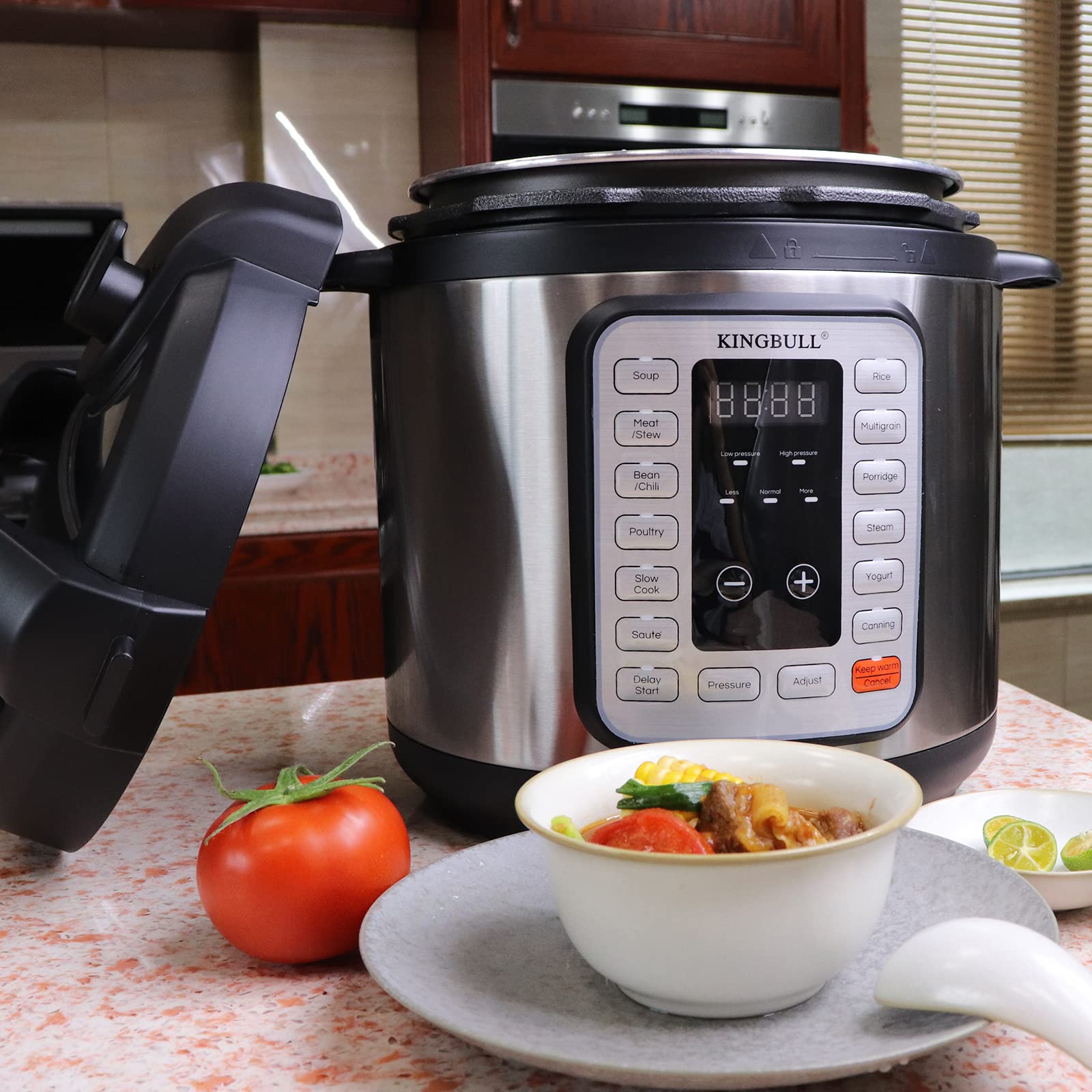 KINGBULL 12-in-1 Electric Pressure Cooker, Instant Multi-Use Non-Stick Pot, Slow Cooker, Rice Cooker, Steamer, Sauté, Yogurt Maker, Warmer &Delay Start,LED Screen& Manual(6QT)