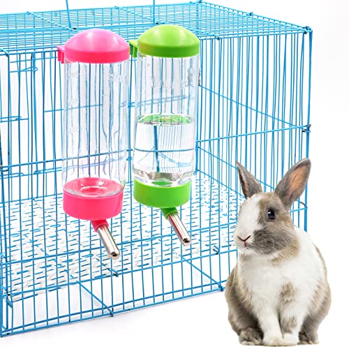 NAOEDEAH 2 Pack 16 oz Large Rabbit Guinea Pig Water Bottle no Drip for Cage no Leak Rat Small Animal Dog Hamster Water Bottle Water Bottle Attaches to Cage Bunny Water Dispenser,Ship by Random Color