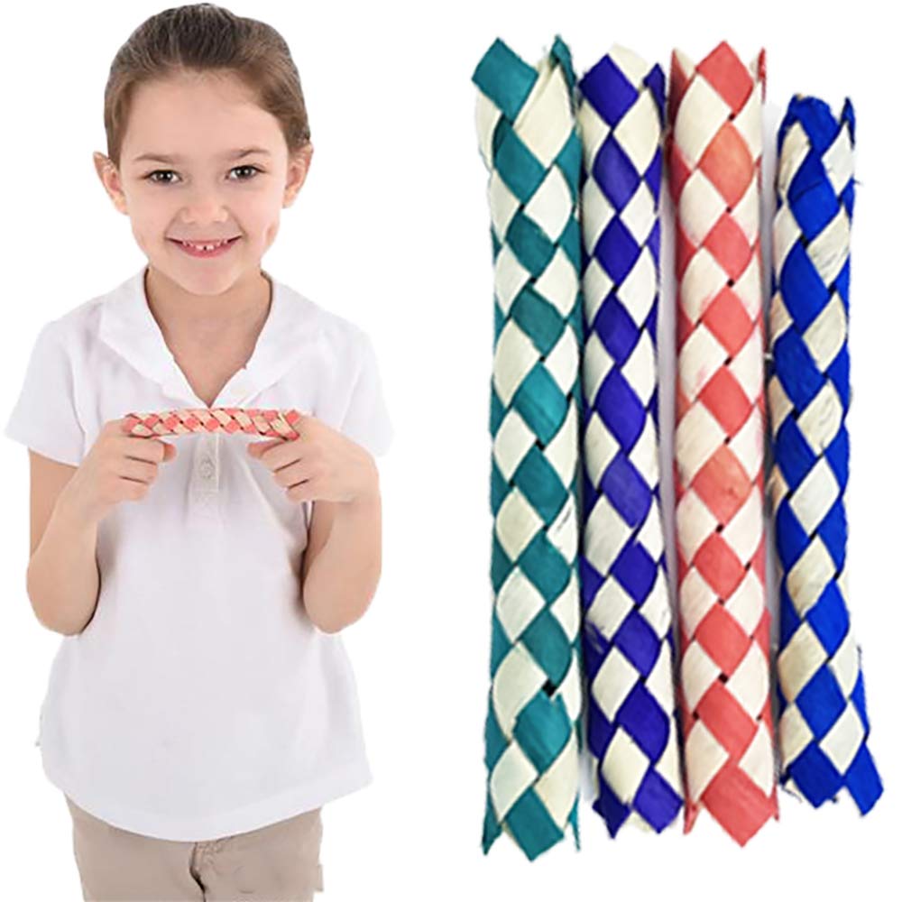 The Dreidel Company Classic Finger Traps, Chinese Bamboo Toys, Assorted Colors, 5" Inches (12-Pack)