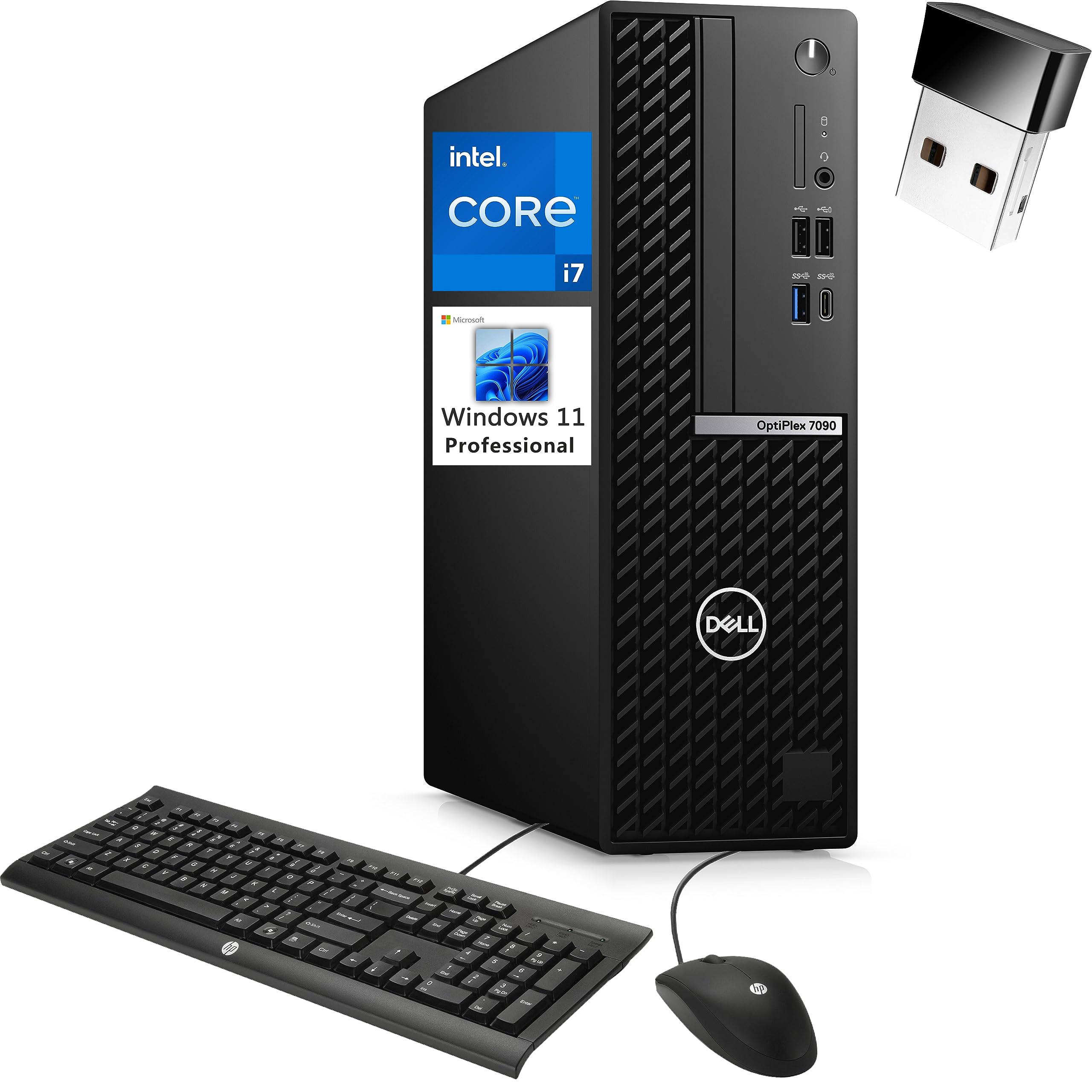 Dell OptiPlex 7000 7090 SFF Small Form Factor Business Desktop Computer,Intel Octa-Core i7-11700 Up to 4.9GHz,64GB DDR4 RAM,2TB PCIe SSD,WiFi Adapter,RJ45,Keyboard and Mouse,Windows 11 Pro Black