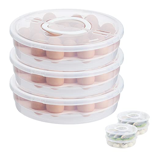 Ternual Multipurpose Pie Carrier with Lid and Handle Egg Container Holds Pies 30 Eggs 12/3.5 Inches Suitable for Cheese Cake, Corn Pie, Fruit White Clear Visible