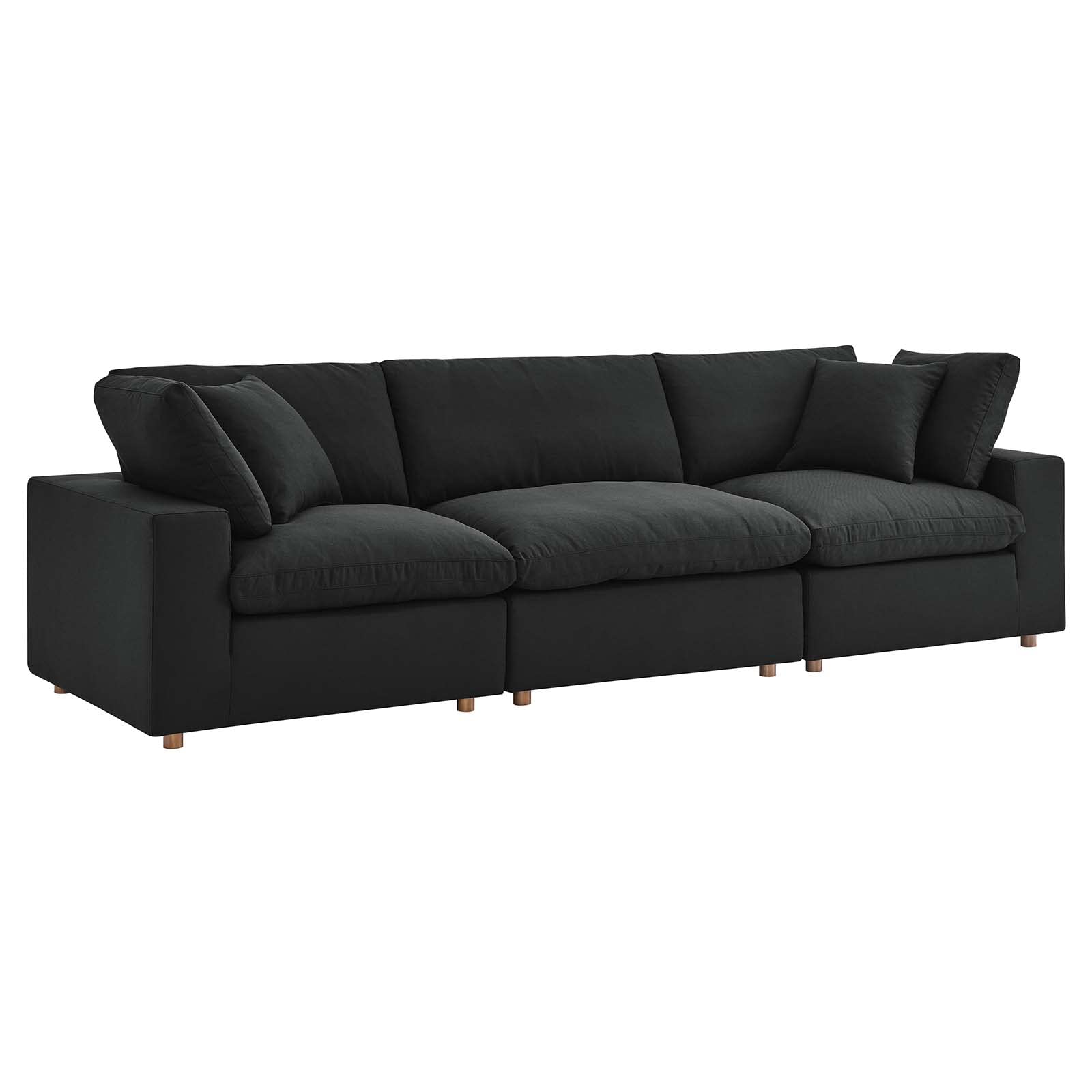 Modway Commix Down Filled Overstuffed 3 Piece Sectional Sofa Set, Armless Chair/Two Corner Chairs, Gray