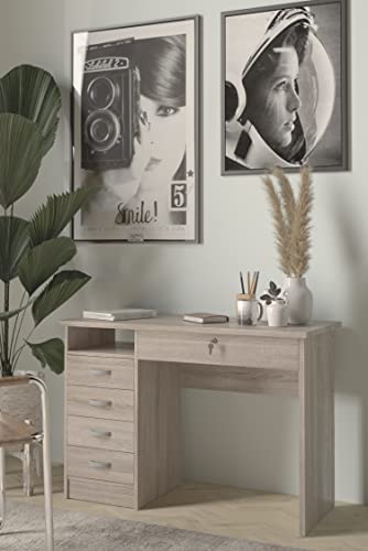 Tvilum 5 Drawers Desk, Truffle