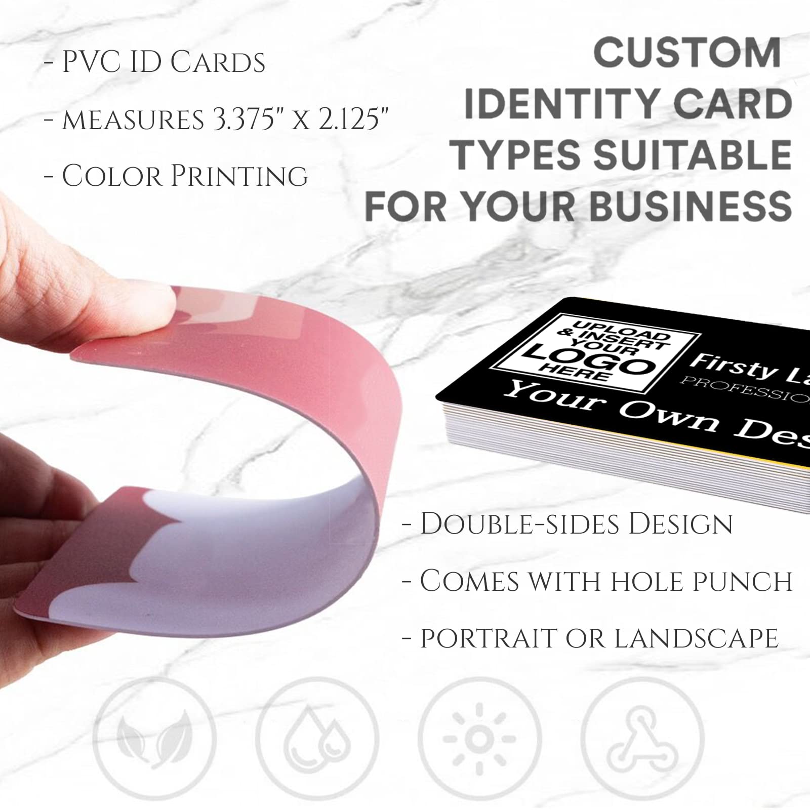 Custom Id Badge, Personalized Employee Photo Identification Card with Lanyard, Durable ID Card for Office Worker Doctor Nurse Student-Horizontal-Add Your Design