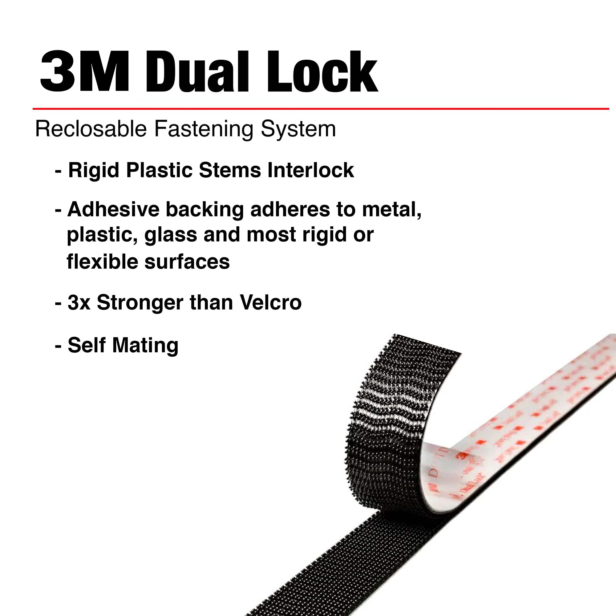 Dual Lock Reclosable Fastener 250 Black, 1 in x 10 Ft with Bonus 1428 Multi Purpose Scissors