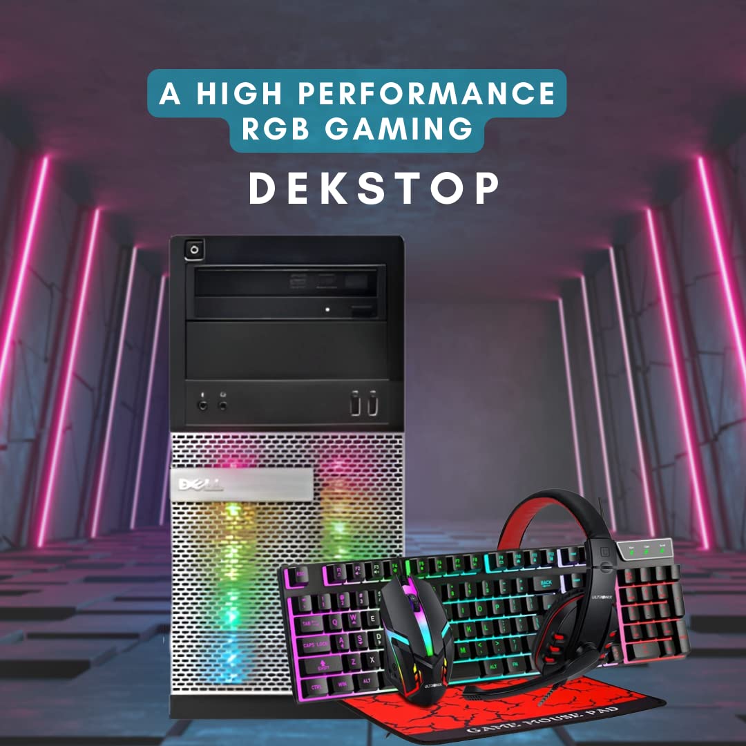 Dell Optiplex Gaming Desktop PC - Intel Core i7 4th Gen 3.4GHz, NVIDIA GeForce GT 1030 2GB, 16GB RAM, 512GB SSD, Wi-Fi, Ultronix Keyboard, Mouse, Mousepad, Headset Windows 10 Pro (Renewed)