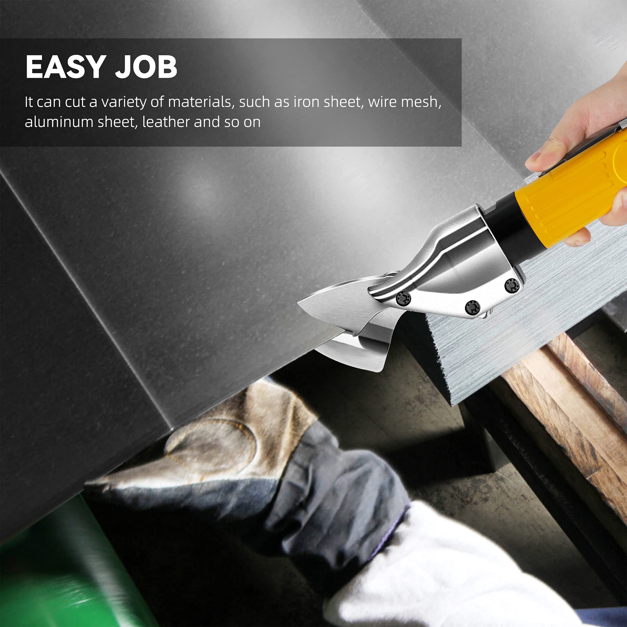 NEWTRY Pneumatic Scissors, Air Industrial Shears, Heavy Duty Metal Cutter Cutting Tool, for Metal Sheet Diamond Mesh Iron Stainless Steel Plate (upgrade B Larger Cutter Head)