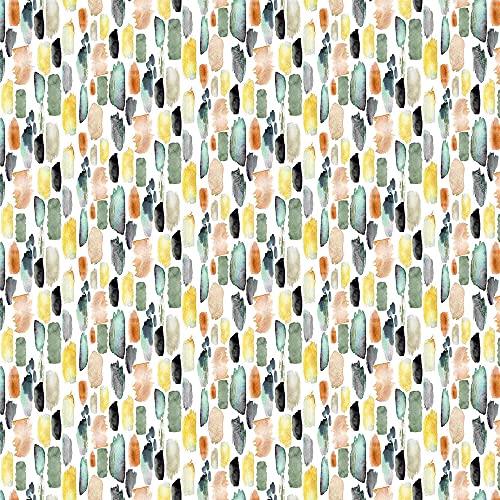 Texco Inc 100% Combed Quilting Prints Craft Cotton Apparel Home/DIY Fabric, Ivory Olive Lemon Rust 1 Yard