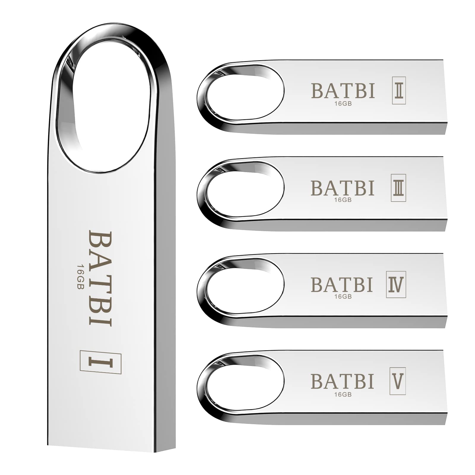 USB Flash Drive 5 Pack 16GB Flash Drives Thumb Drive, 2.0 Memory Stick with Zinc Alloy Design, Jump Drive Pendrive for Data Storage and Backup, Gift USB Disk Zip Drive