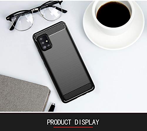 Samsung A51 5G Case with HD Screen Protector - M MAIKEZI Slim TPU Non-Slip Phone Cover (Black Brushed)