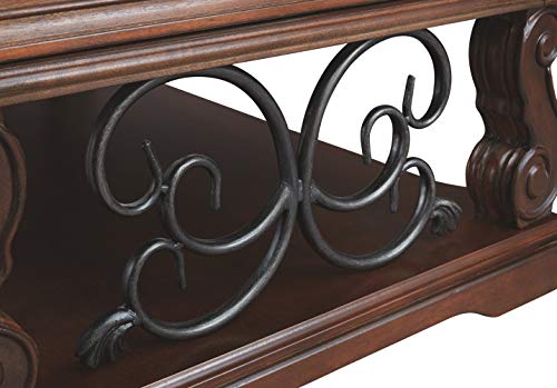 Signature Design by Ashley Alymere Traditional Lift Top Coffee Table, Hand-Finished with 2 Storage Drawers and Fixed Floor Shelf, Dark Brown