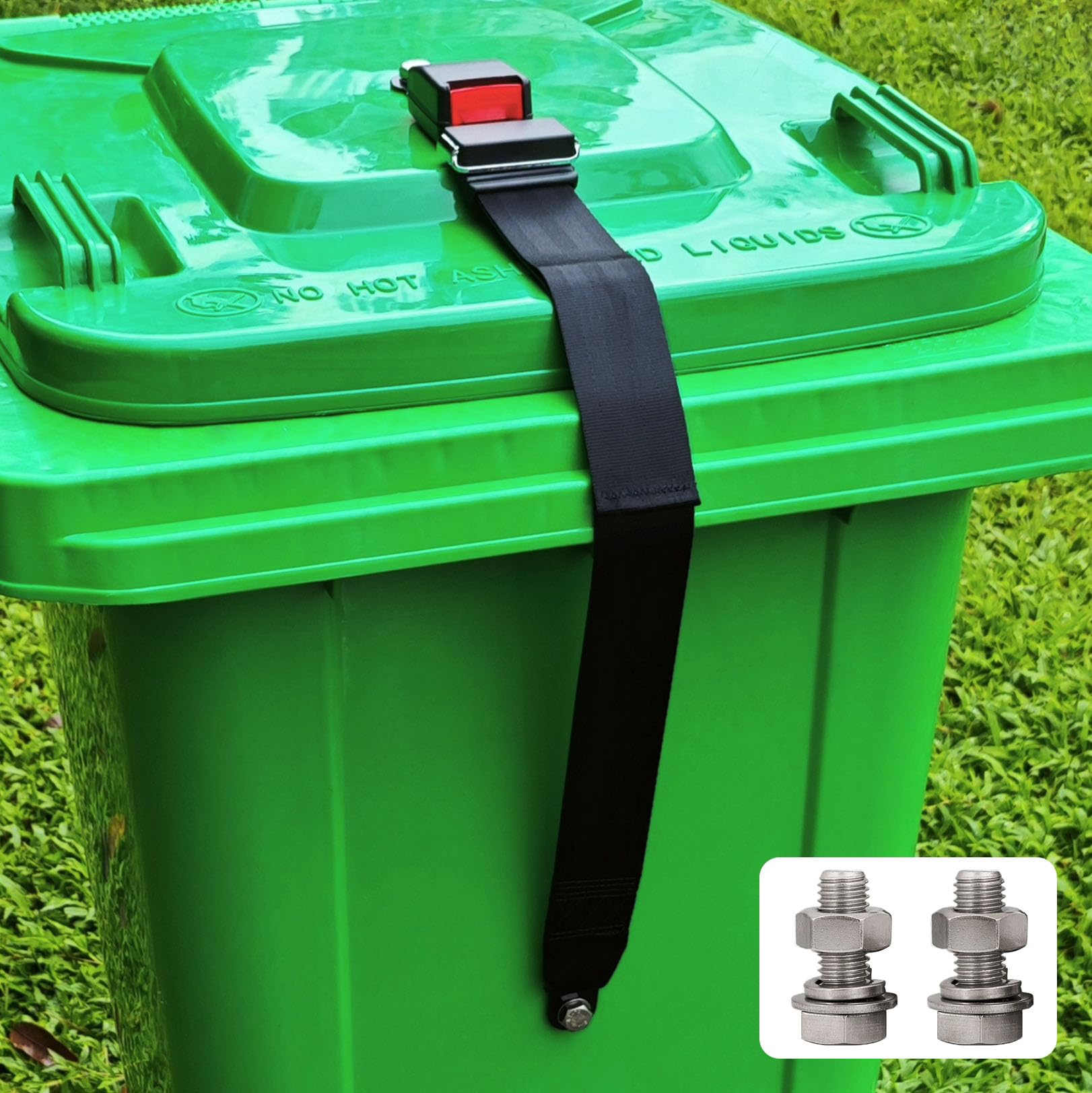 JFOMOYGI 1 PC Buckle Type Trash Can Locks for Animals Semi-Automatic,Trash Can Lid Lock,Universal Trash Can Lock Belt,Garbage Trash Can Lid Locks for Raccoon,Easy Single Hand Release