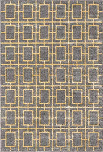 Unique Loom Marilyn Monroe Glam Collection Area Rug - Deco (6' 1' x 9' Rectangle, Gray Gold/ Gold)