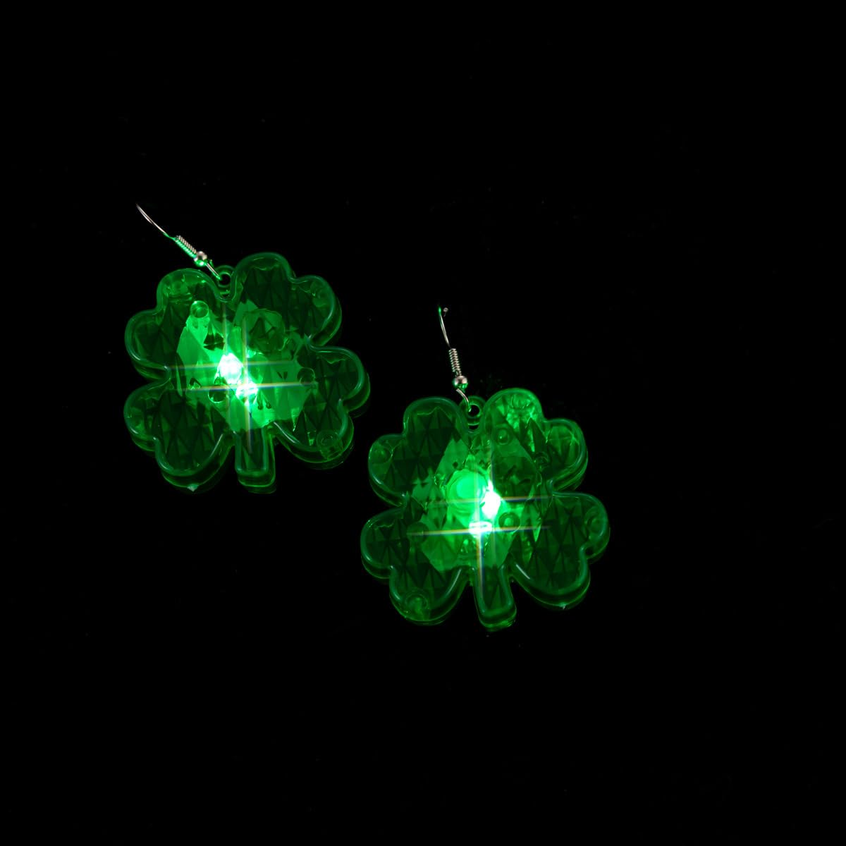 Fashion Lucky Clovers LED Lights Drop Dangle Earrings for Women Hook Hoops Earring (Shamrock)