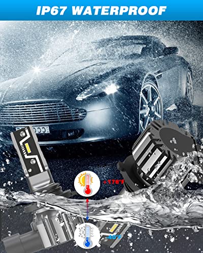 NOVSIGHT 9005 9006 Led Headlight Bulbs Combo 300% Brightness 9005/HB3 High Beam 9006/HB4 Low Beam 1:1 Mini Size Headlight Conversion Kits 6500K Cool White Replacement Headlights Halogen, Pack of 4