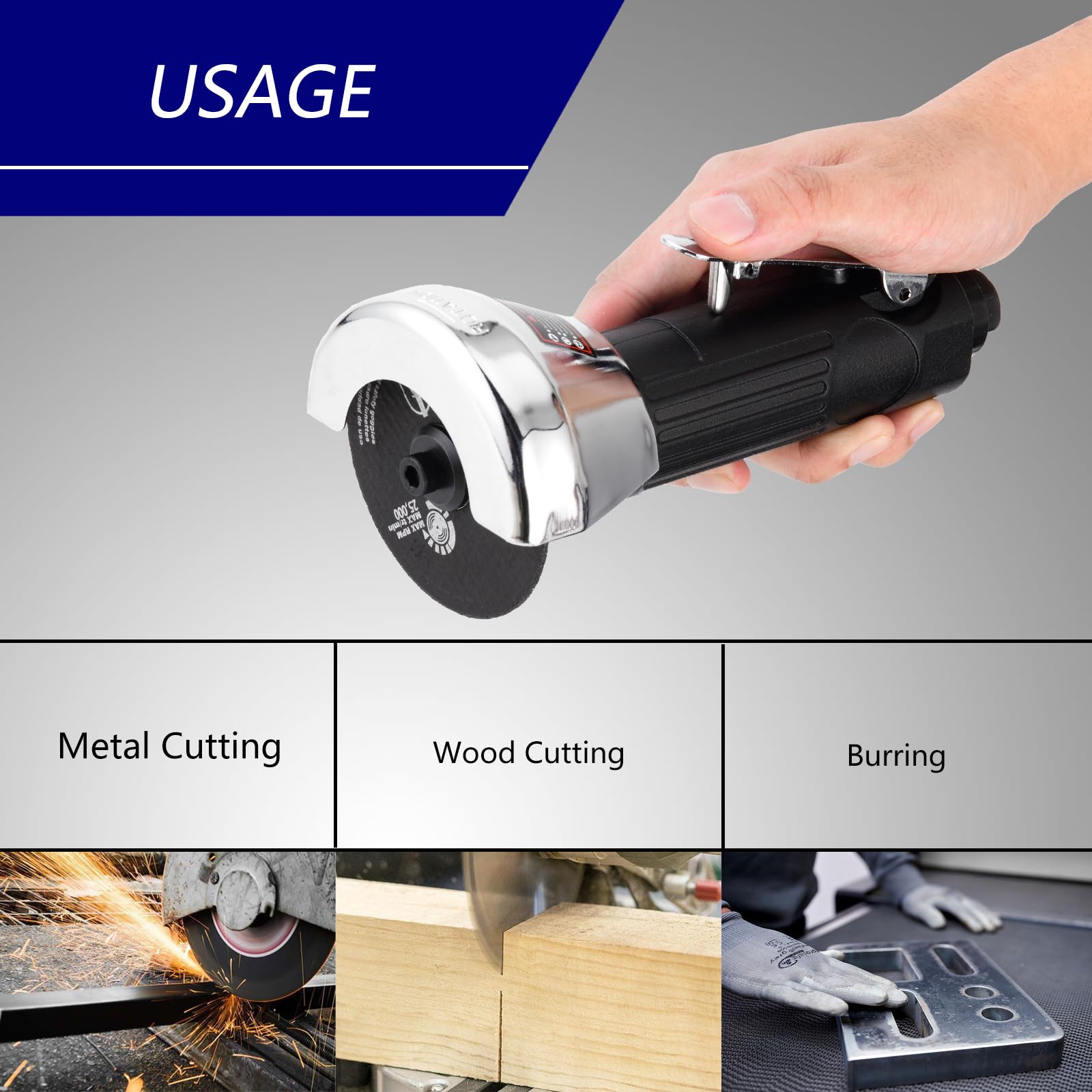HYFN Air Cut Off Tool,2Pc 3-Inch Cutting Wheels,Cutoff Tool 20000RPM,Air Cutting Tool Wheel Protection,Air Tools Alloy Steel Complete,Pneumatic Cut Off Tool,Air Tool,Pneumatic Tool