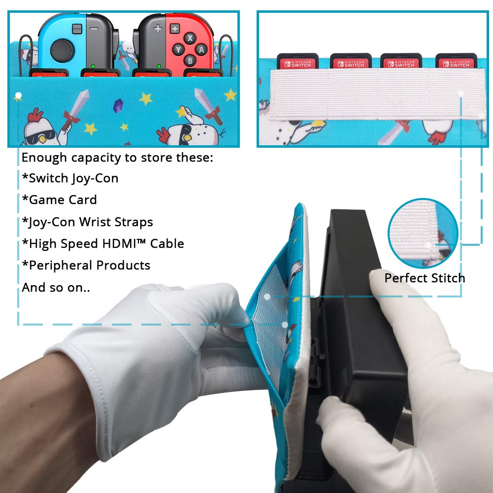 Ferkurn Switch Dock Sleeve Dust Cover Soft Compatible with Switch Dock Set, Switch Dock Sock Sleeve Cover Lining Anti Scrash Cover Dust Switch HDMI Dock Station Skin, Cyan