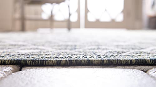 Unique Loom Outdoor Trellis Collection Area Rug - Tribal Trellis (2' x 8' Runner, Green/ Natural)