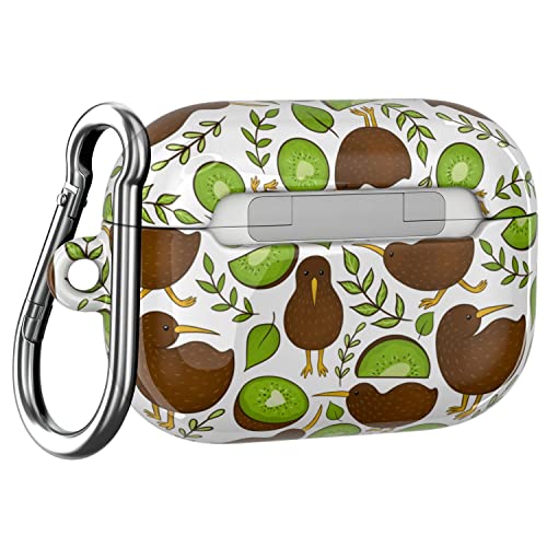 Hard Case Compatible with AirPods Pro 2 | AirPods Pro | AirPods 3 gen 2 1 Design Tropical Exotic Hook Cover Portable Protective Cute with Keychain Earpods Shockproof Kiwi Bird Plastic Fruits