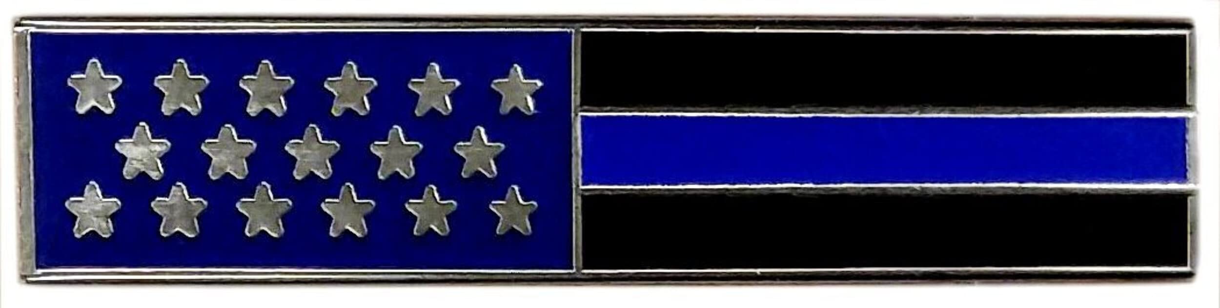 U.S. Flag Lapel Pin, Enameled & Plated, 2 Clutch Backs, 1-3/4x3/8" Regular/Clutch Back Blue Line 1-3/4 x 3/8"