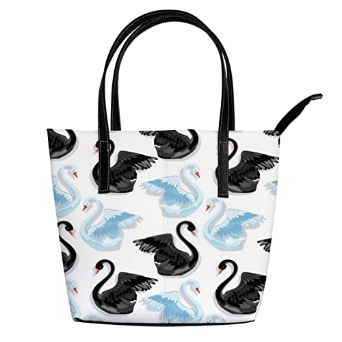 Fashionable women's handbag tote bag, Swan Pattern 1printed shoulder bag is light and durable