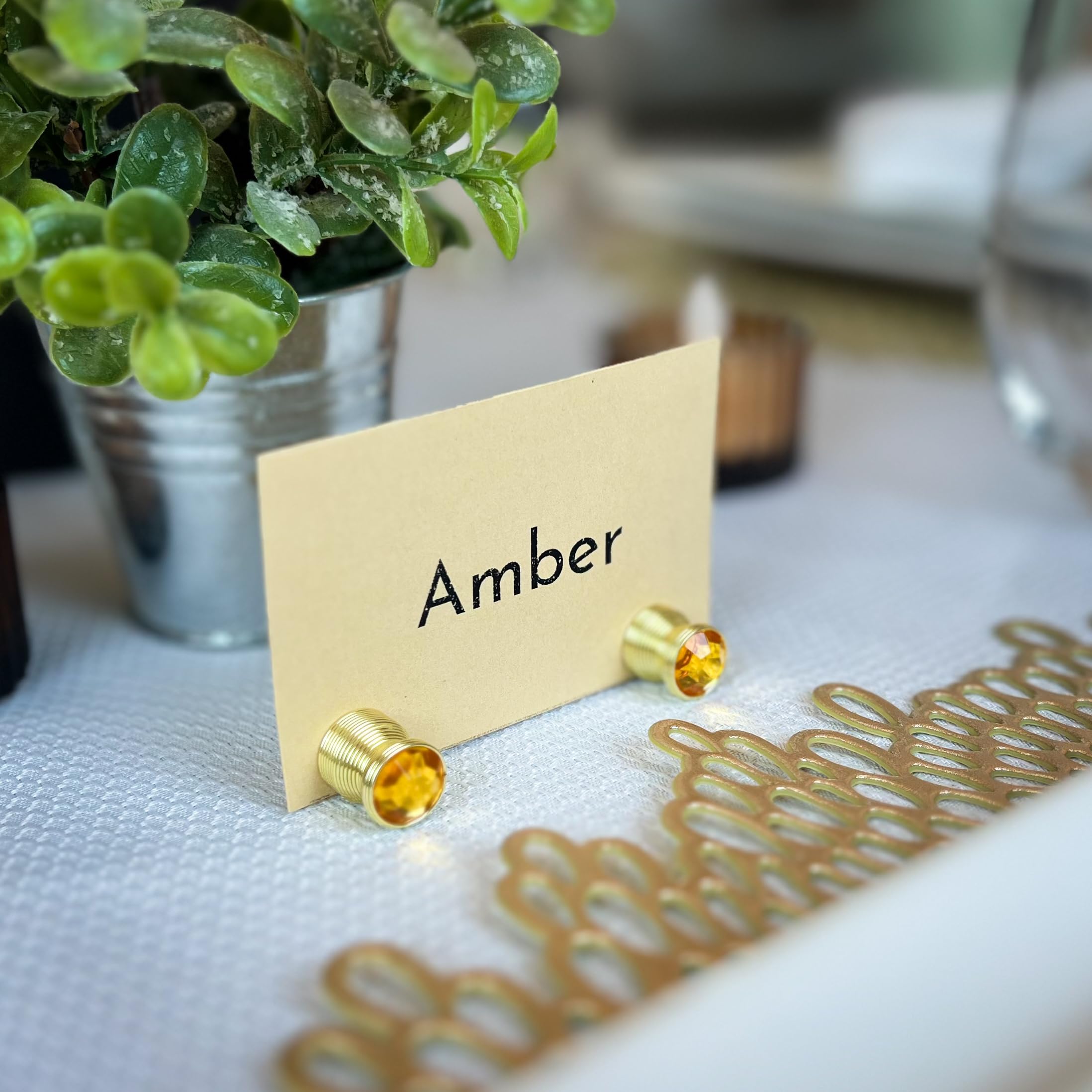 Ideikis 40Pcs.Multipurpose /Place Card Holders/ Table Name Card Holder/ Small Size Table Card Holder/ Menu Clips/ Gold Table Card Holder/ Mini place card holders/ Wedding/Anniversary/ Birthday /Party