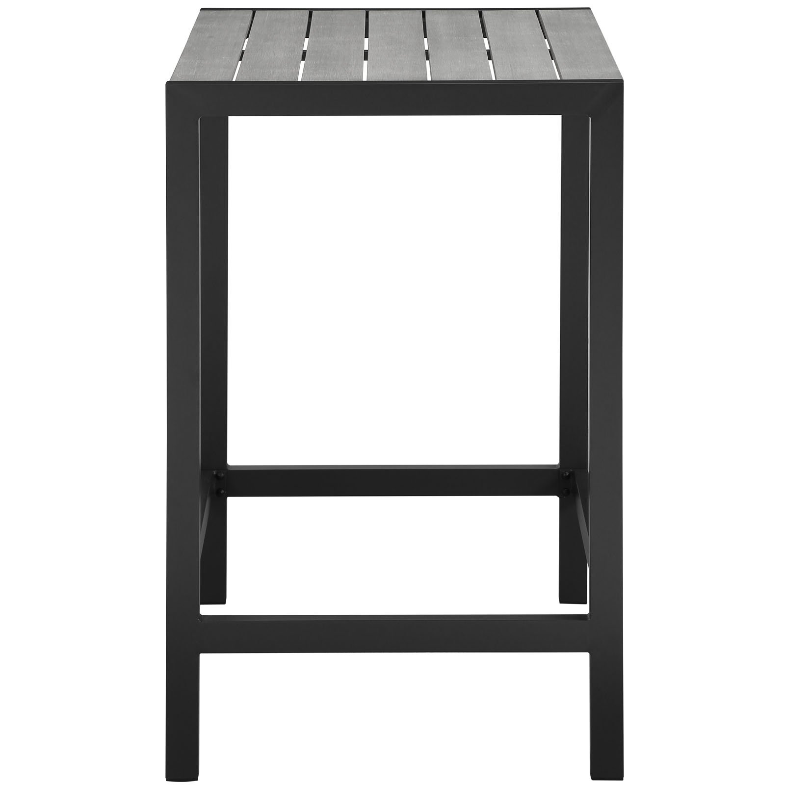Modway Maine Aluminum 3-Piece Outdoor Patio Dining Bistro Pub Set with 28" Bar Table and Two Bar Stools in Brown Gray