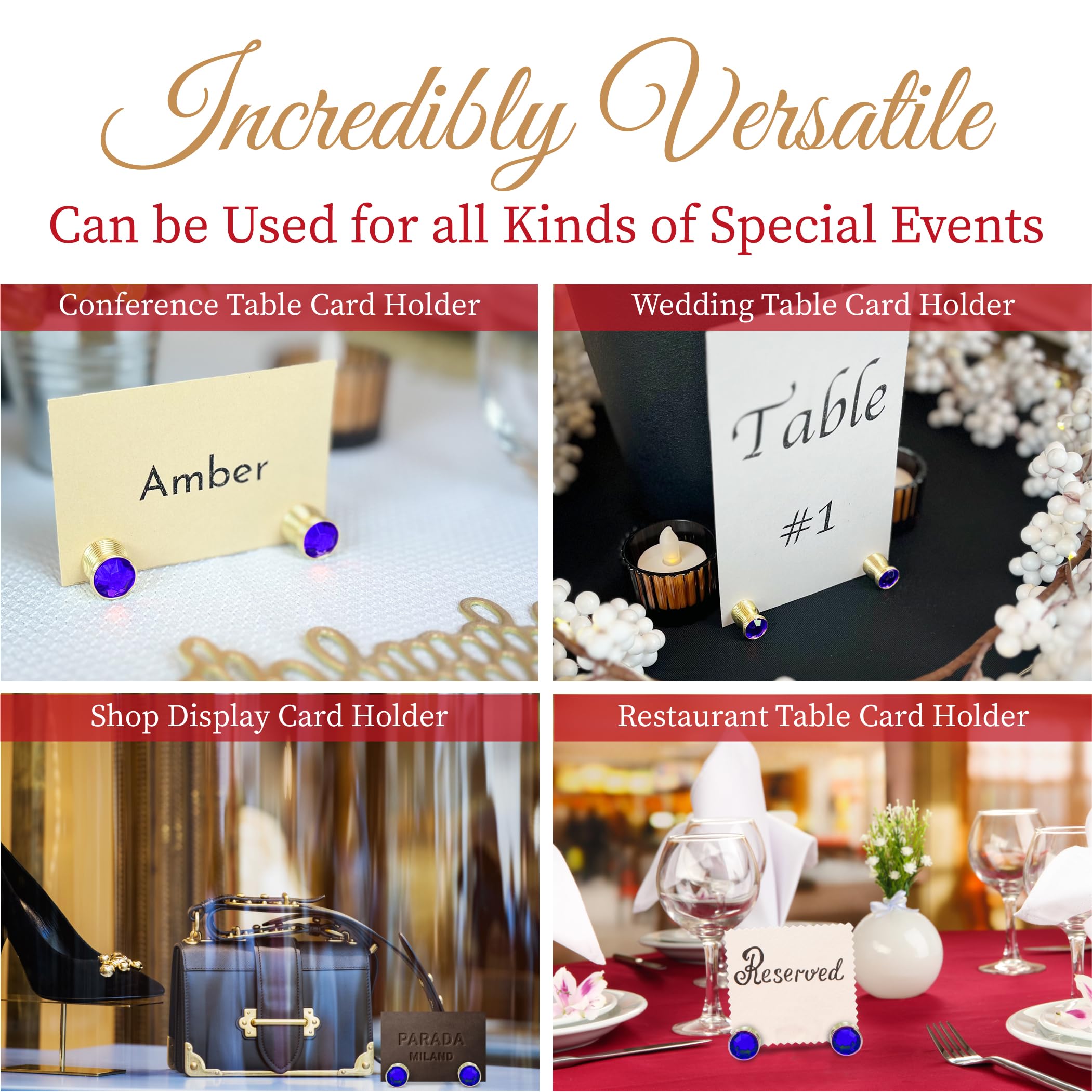 Ideikis 40Pcs.Multipurpose/Place Card Holders/Table Name Card Holder/Small Size Table Card Holder/Menu Clips/Gold Table Card Holder/Mini place card holders/Wedding/Anniversary/Birthday/Party