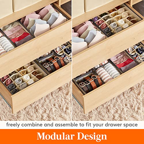 Lifewit 6 PCS Drawer Underwear Organizers, Bundle with 3 Pack Sock Organizers, Grey