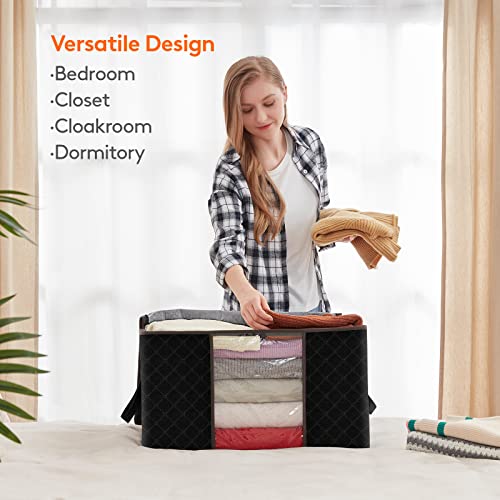 Lifewit 90L Large Storage Bags, 6 Pack Closet Organizers and Storage, Clothes Foldable Storage Bins with Reinforced Handles, Storage Containers for Clothing, Blanket, Comforters,Bedding, Black