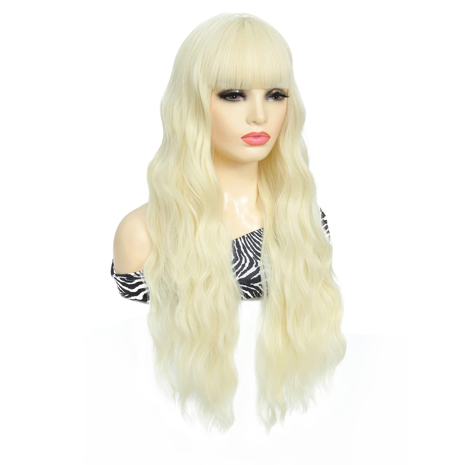 Junbeauty 613 Blonde Long wavy Natural Looking Cosplay Wavy Hair Replacement Wigs for Costume Halloween