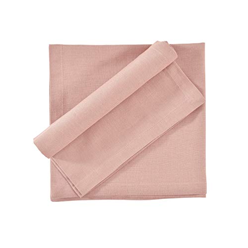 Pink Cloth Napkins Dinner Washable Set of 12 in Cotton Linen Fabric Blush, Premium Quality Soft Durable, Mitered Corners for Everyday Use Hotel Restaurant Good Absorbency Reusable Napkin Dusty Pink