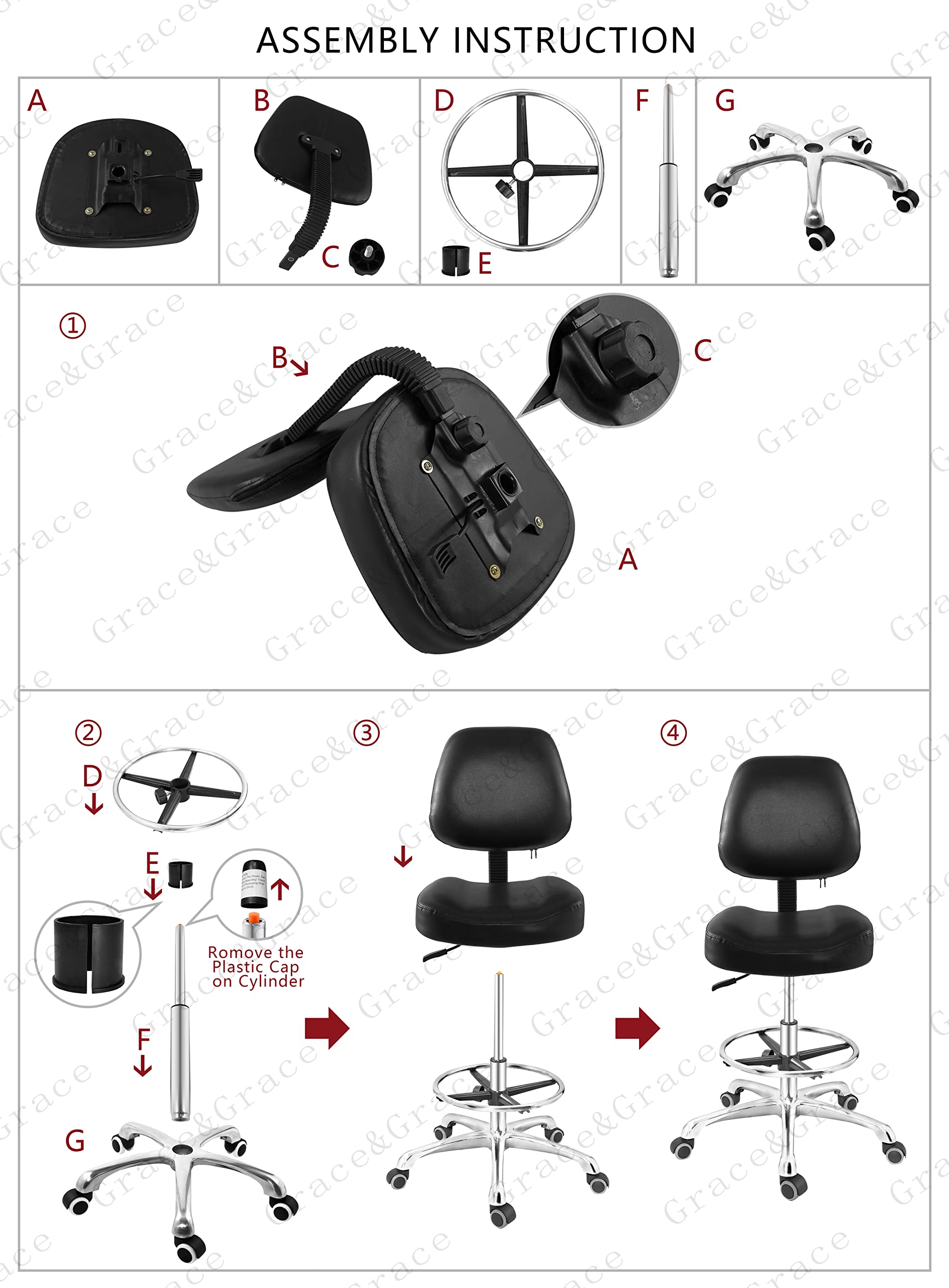 Drafting Chair Tall Office Stool with Wheels,Heavy Duty Shop Stool Chair for Studio,Workshop,Office, Home Office (Black, Classic with Footrest)