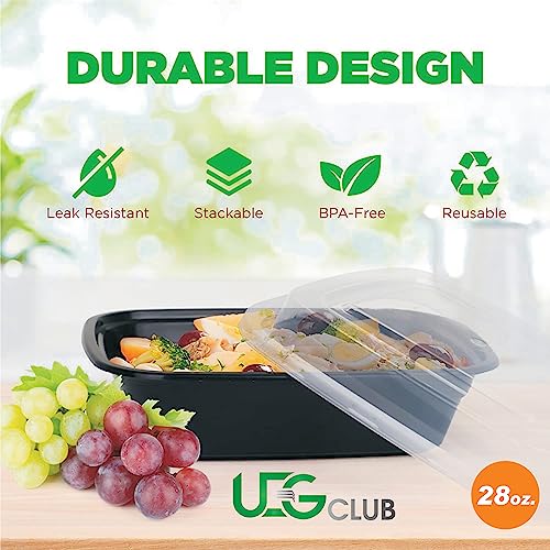 UEG CLUB Reusable 50Pack Meal Prep Food Storage Containers with Lids, Microwave Safe, Ideal for Prepping & Storing Meals, 38oz BPA Free Containers (38, Rectangular, 50, U2023E00786G4)