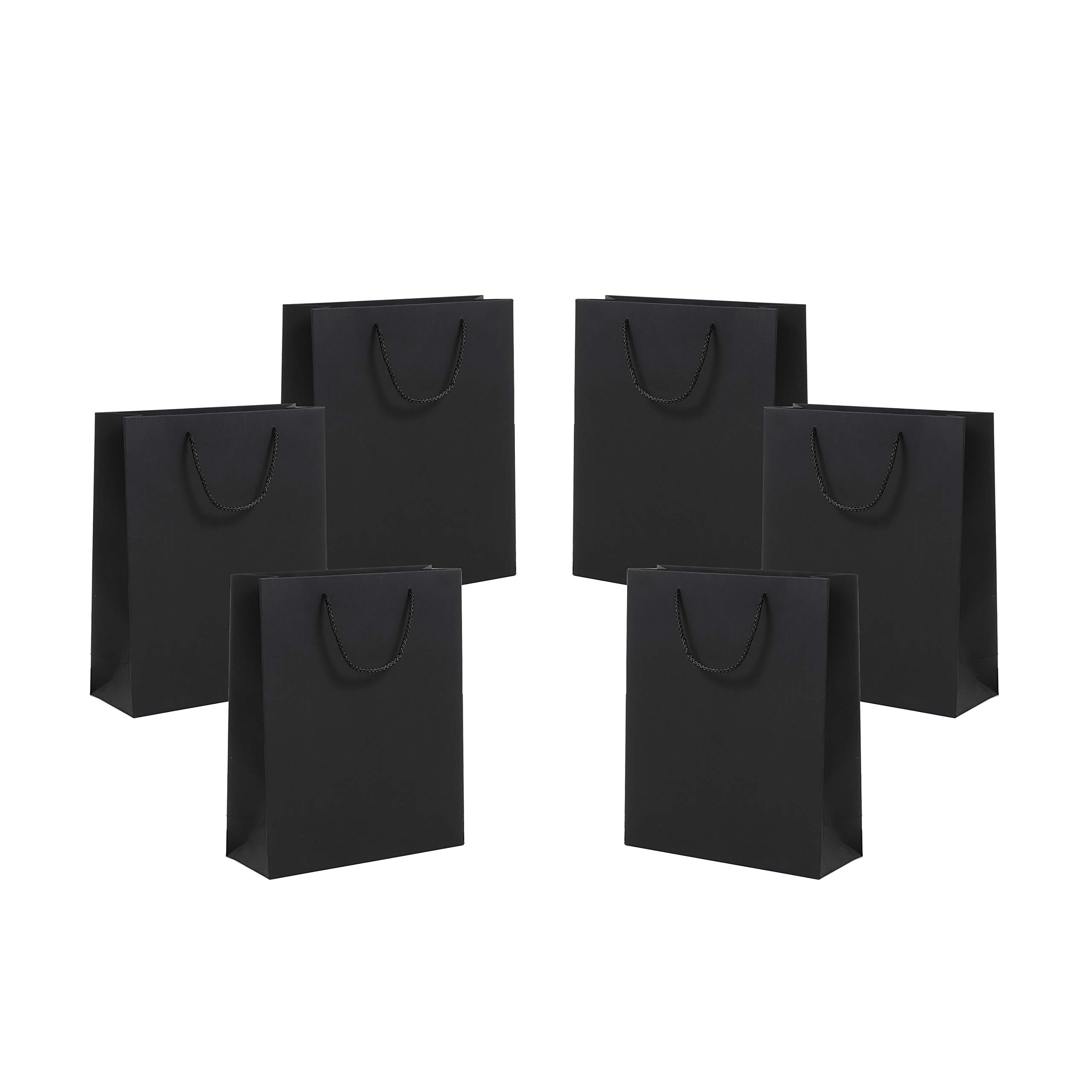 SHIPKEY 10 Pack Small Gift Bags | 6x2.5x8inch Black Gift Bags, Gift Bags for Men, Wedding Gift Bags, Black Paper Bags
